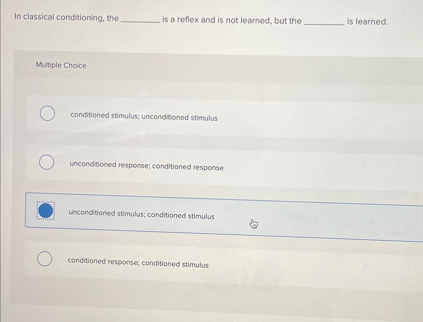 Solved In classical conditioning, the is a reflex and is not | Chegg.com