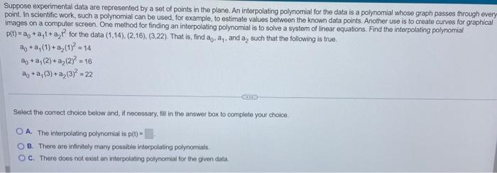Solved Suppose experimental data are represented by a set of | Chegg.com