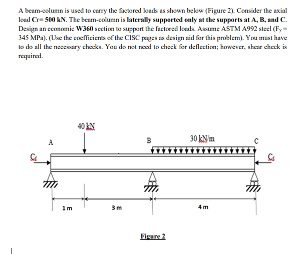 Solved A beam-column is used to carry the factored loads as | Chegg.com