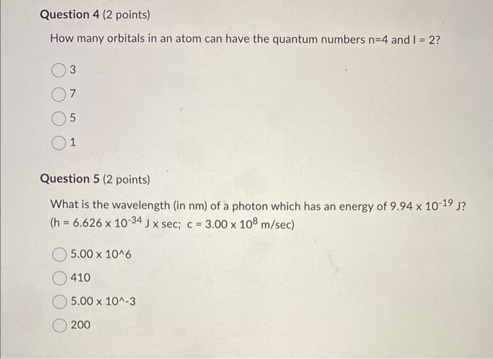 Solved How many orbitals in an atom can have the quantum | Chegg.com
