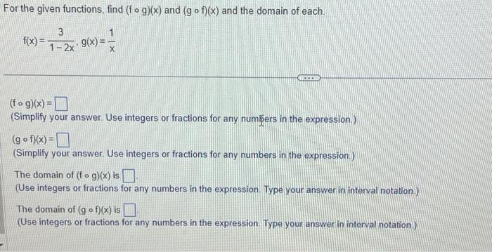 Solved For the given functions, find (f∘g)(x) and (g∘f)(x) | Chegg.com
