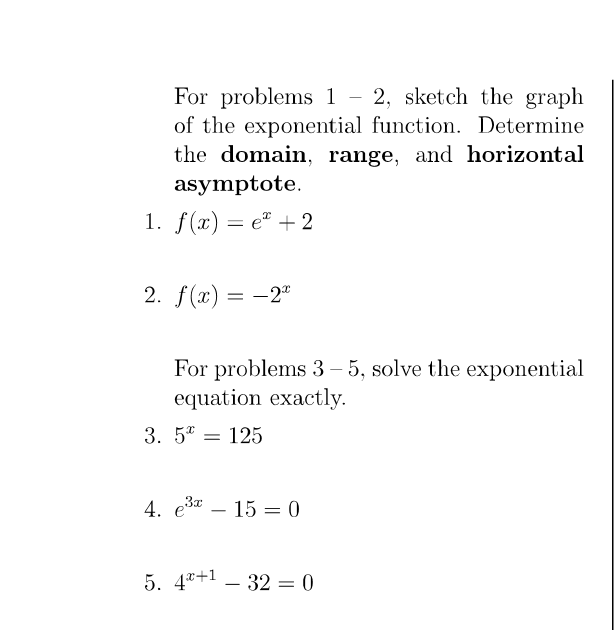 Solved For problems 1−2, sketch the graph of the exponential | Chegg.com