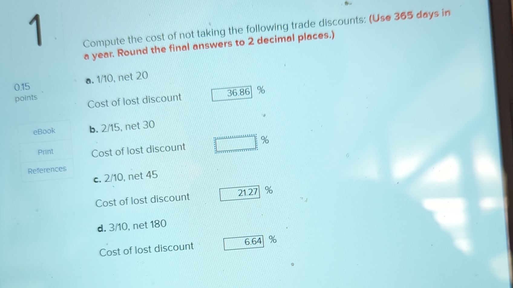 Solved 1Compute the cost of not taking the following trade | Chegg.com