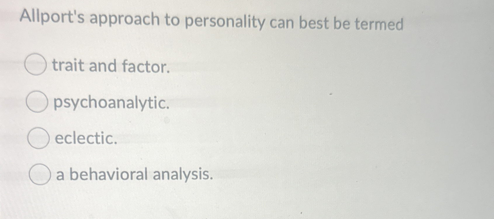 Solved Allport's approach to personality can best be | Chegg.com