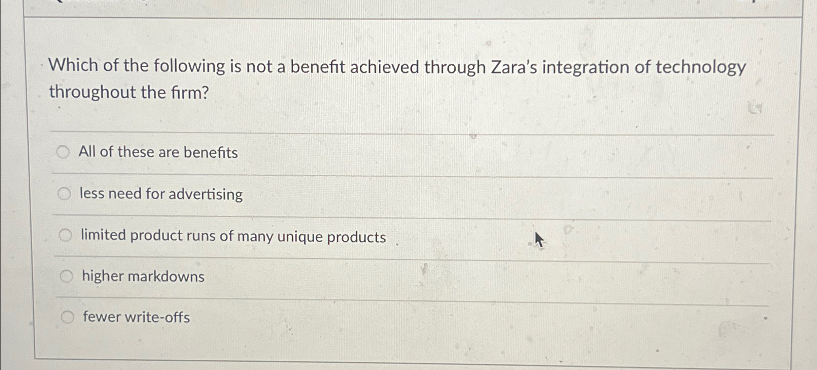 Solved Which of the following is not a benefit achieved | Chegg.com