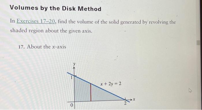 Solved Volumes by the Disk Method In Exercises 17-20, find | Chegg.com