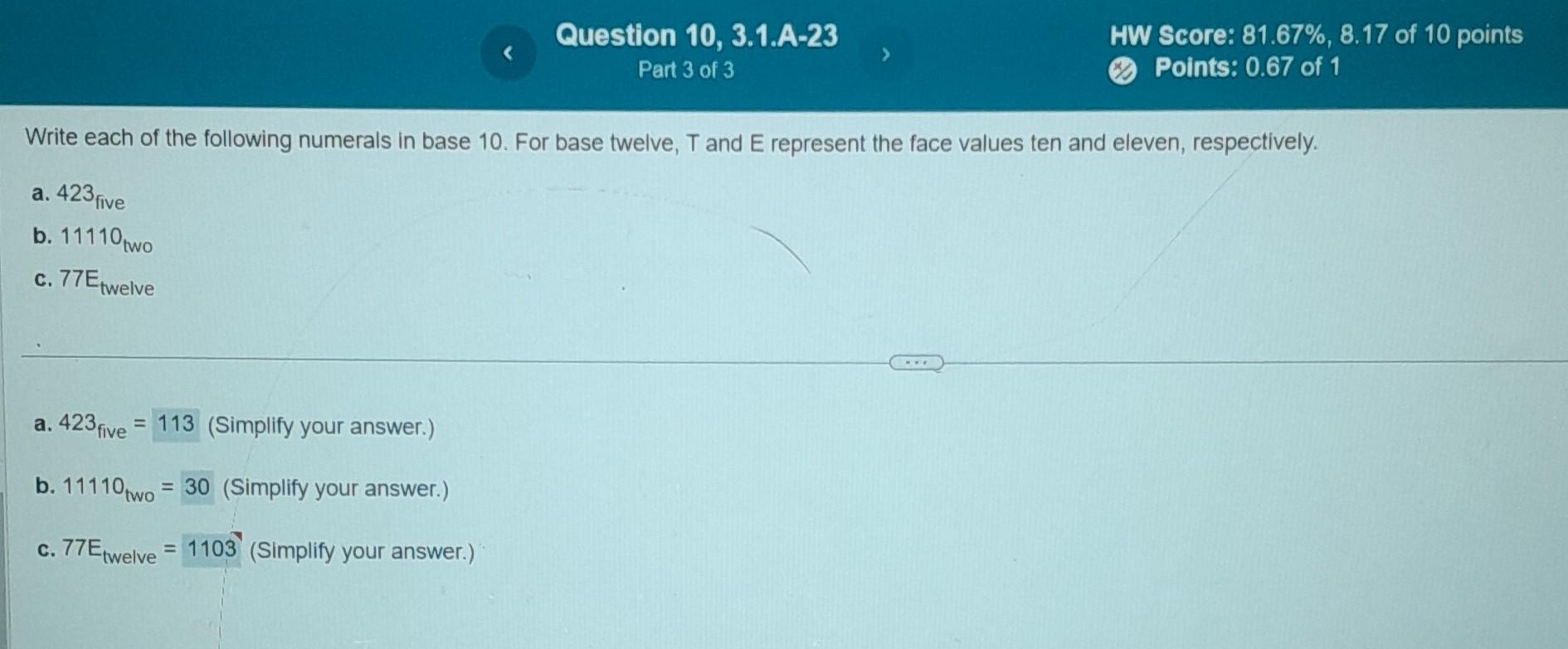 Solved Write each of the following numerals in base 10. For | Chegg.com