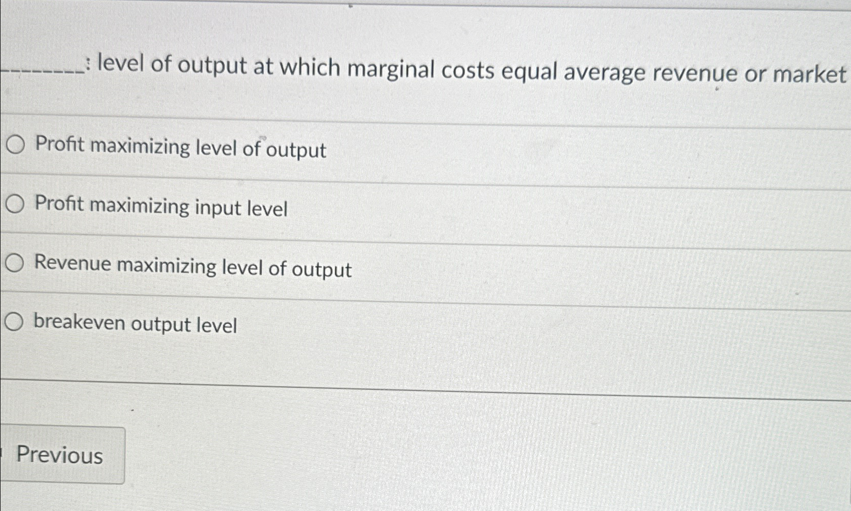 Solved : level of output at which marginal costs equal | Chegg.com