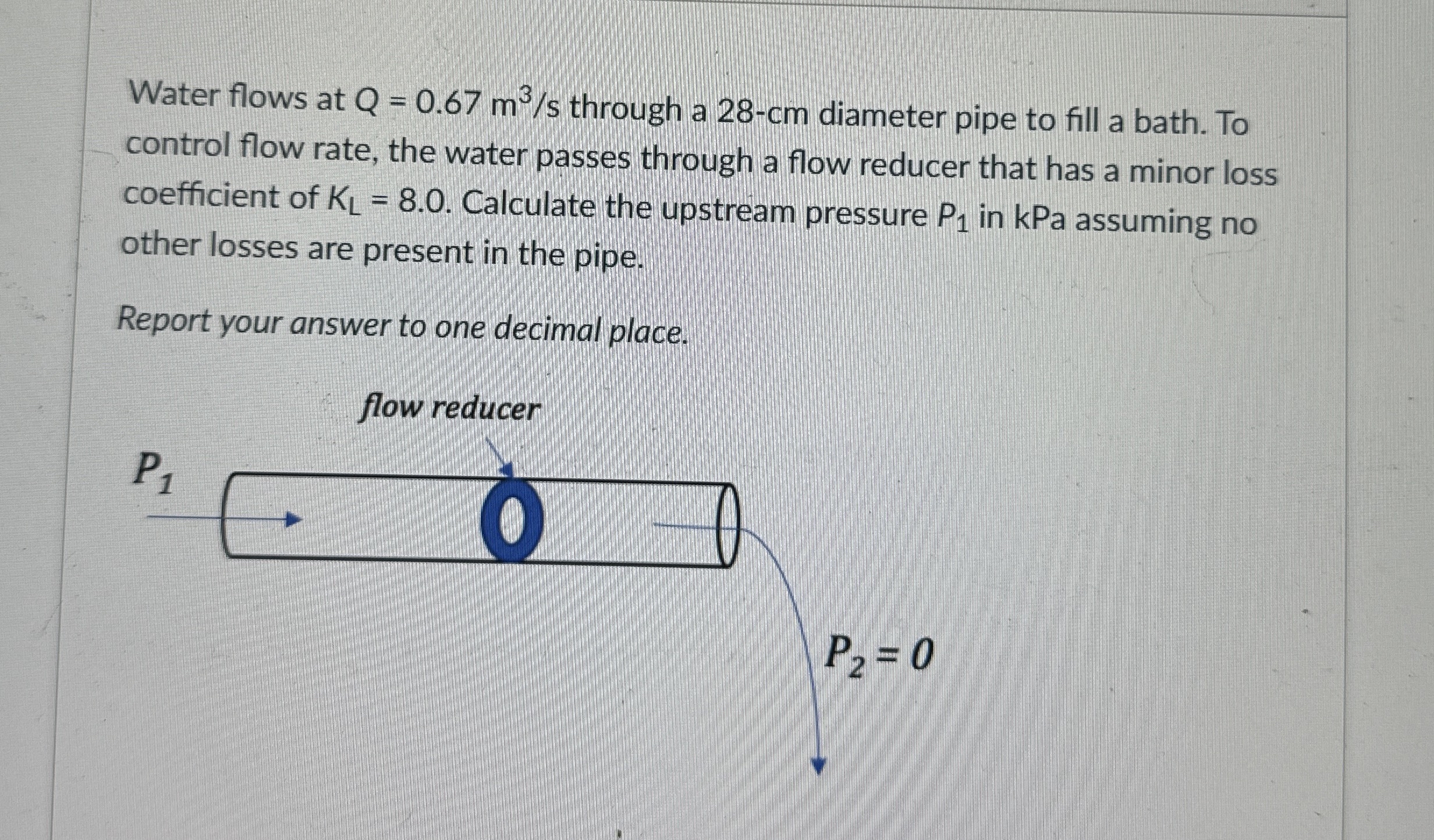 Solved by an EXPERT Water flows at Q=0.67m3s ﻿through a 28-cm ﻿diameter | Chegg.com