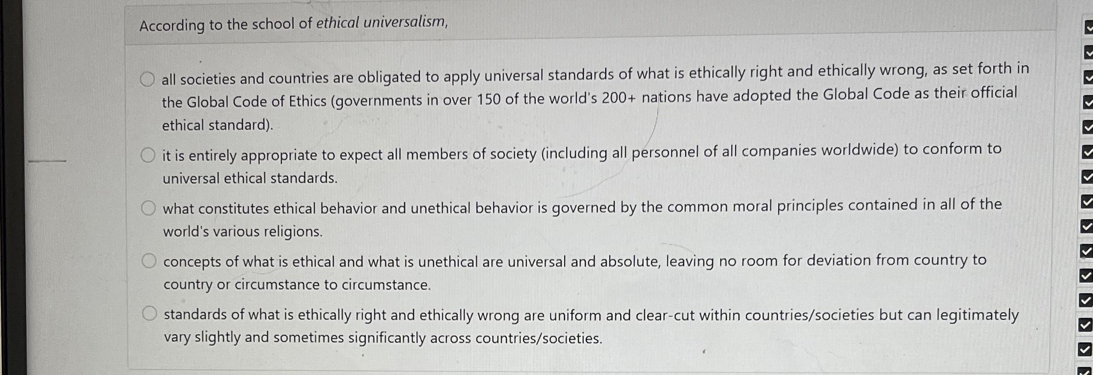 Solved According to the school of ethical universalism,all | Chegg.com