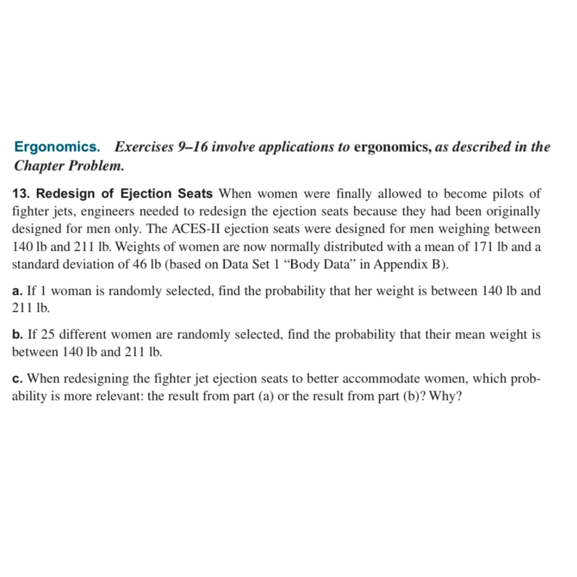 Solved Ergonomics. Exercises 9-16 ﻿involve applications to | Chegg.com