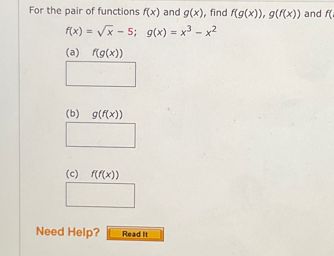 Solved For the pair of functions f(x) ﻿and g(x), ﻿find | Chegg.com