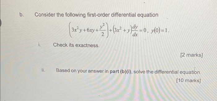 Solved b. Consider the following first-order differential | Chegg.com