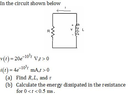 Solved In the circuit shown below Find R.L, and T | Chegg.com
