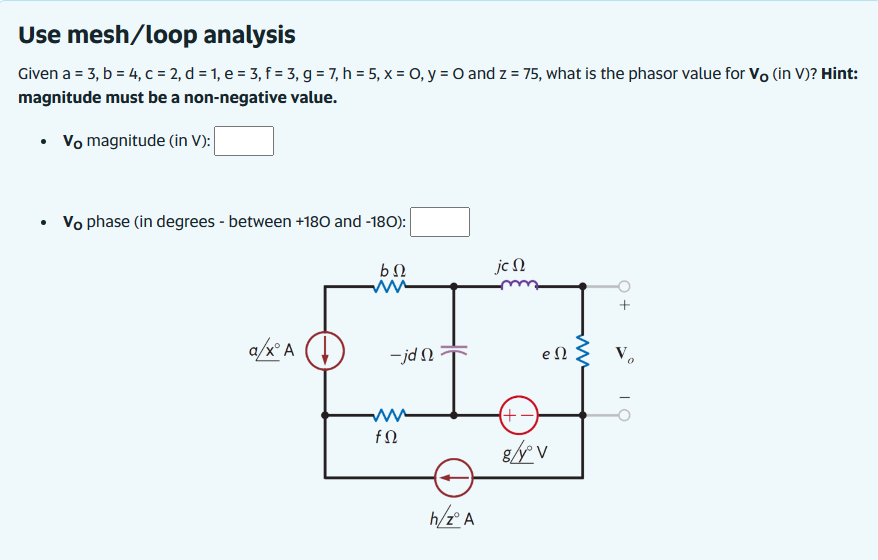 Solved Use mesh/loop analysisGiven | Chegg.com