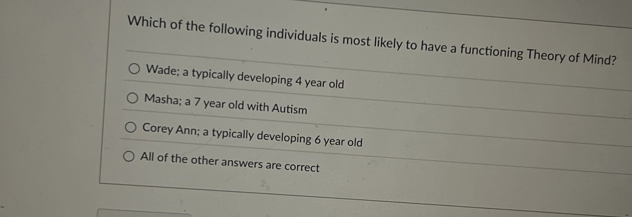 Solved Which of the following individuals is most likely to | Chegg.com