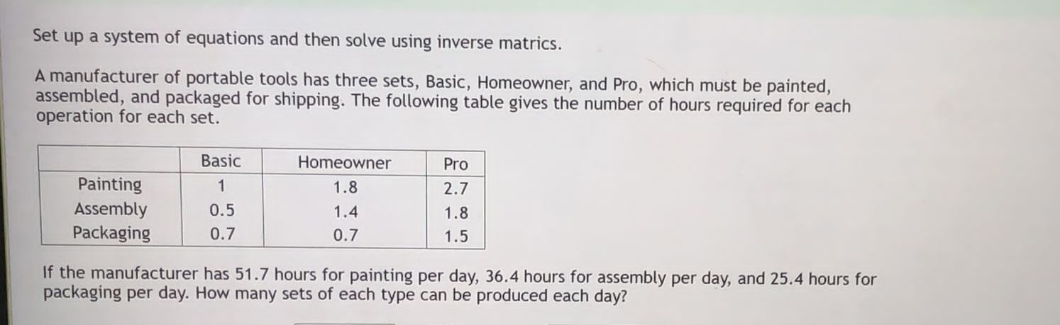 Solved Set up a system of equations and then solve using | Chegg.com