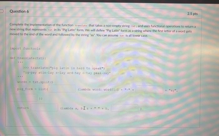 Solved Complete the implementation of the function translate | Chegg.com
