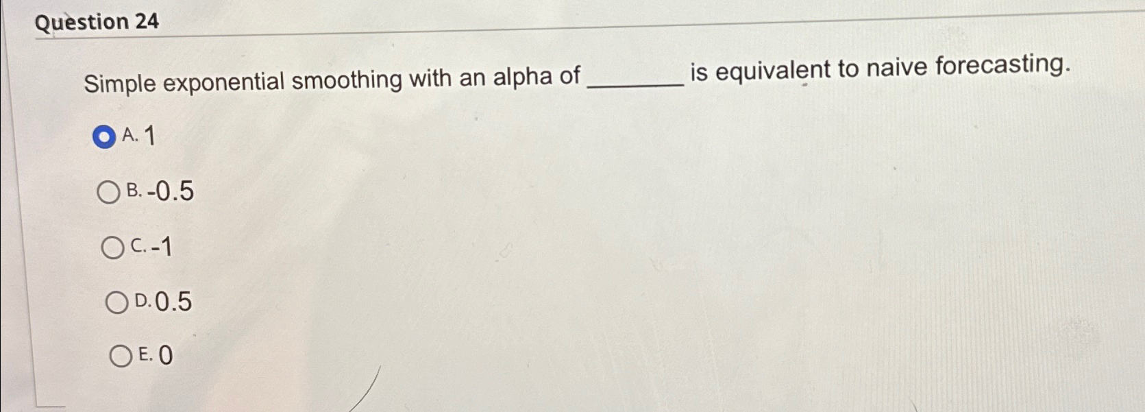Solved Quèstion 24Simple exponential smoothing with an alpha | Chegg.com