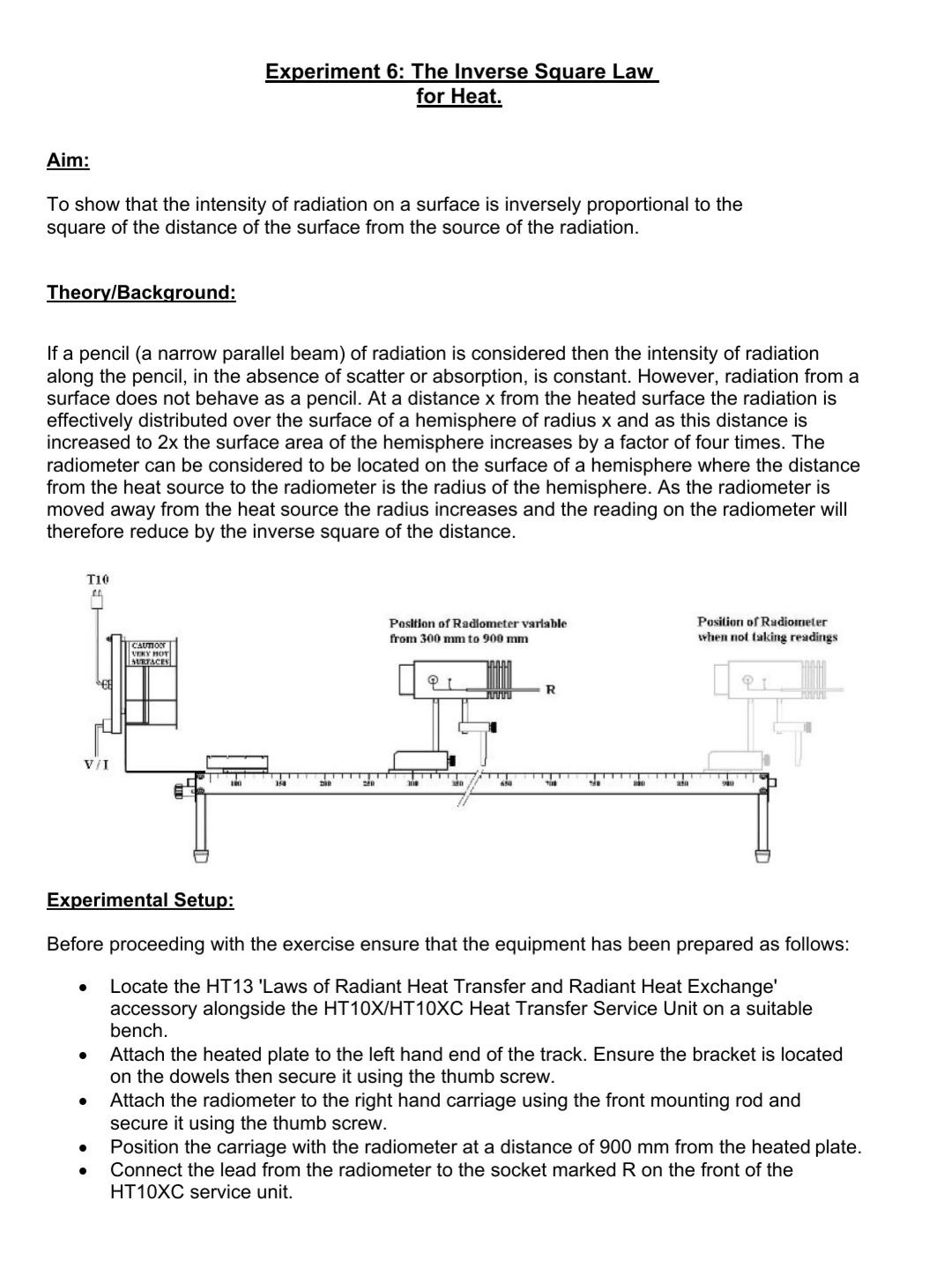 Solved Experiment 6: The Inverse Square Law for Heat. Aim: | Chegg.com