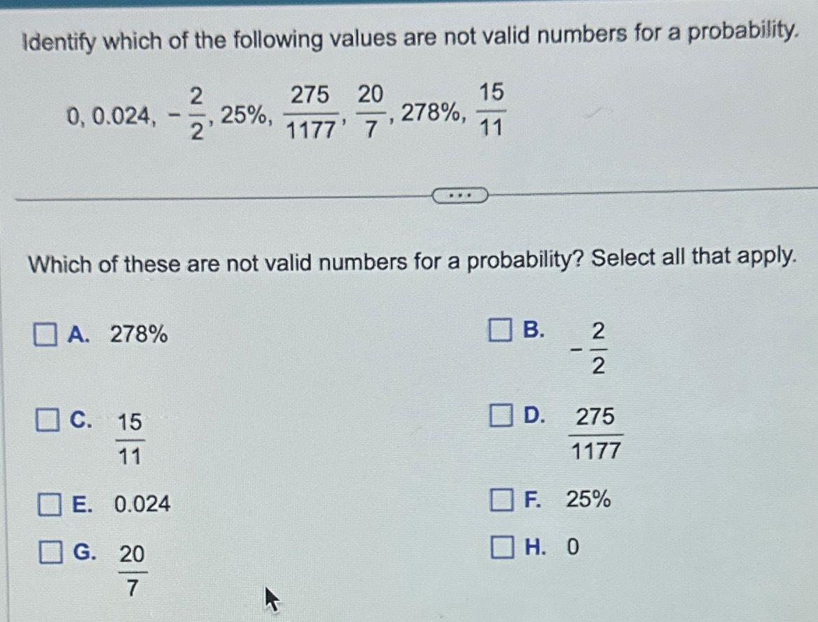 Solved Identify which of the following values are not valid | Chegg.com