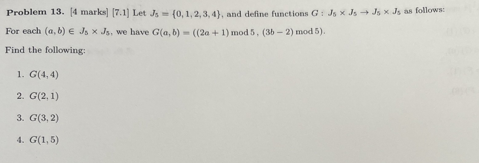 Solved Problem 13. [4 ﻿marks] [7.1] ﻿Let J5={0,1,2,3,4}, | Chegg.com