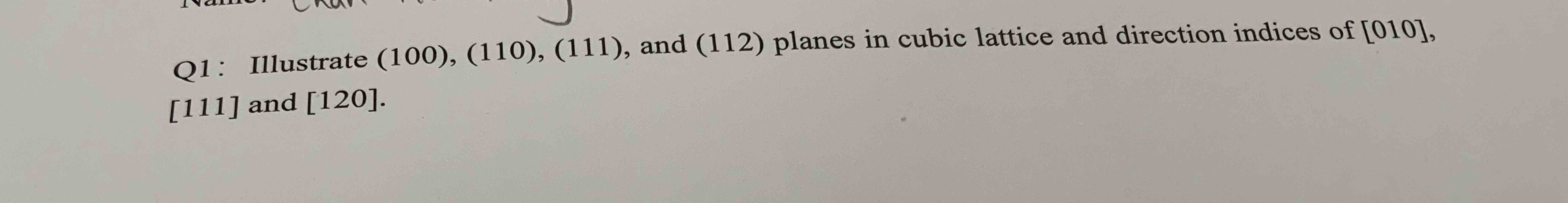 Q1: Illustrate (100),(110),(111), ﻿and (112) ﻿planes | Chegg.com