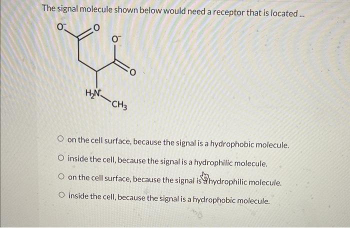 Solved The signal molecule shown below would need a receptor | Chegg.com