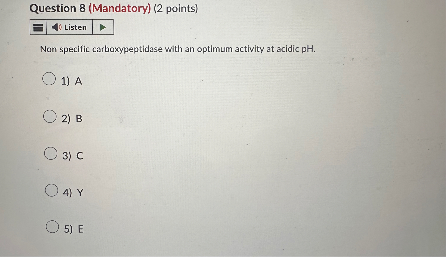 Solved Question 8 (Mandatory) (2 ﻿points)ListenNon specific | Chegg.com