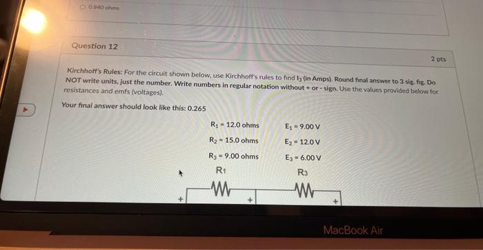 Solved Kirchhoff's Rules: For the circuit shown below, use | Chegg.com