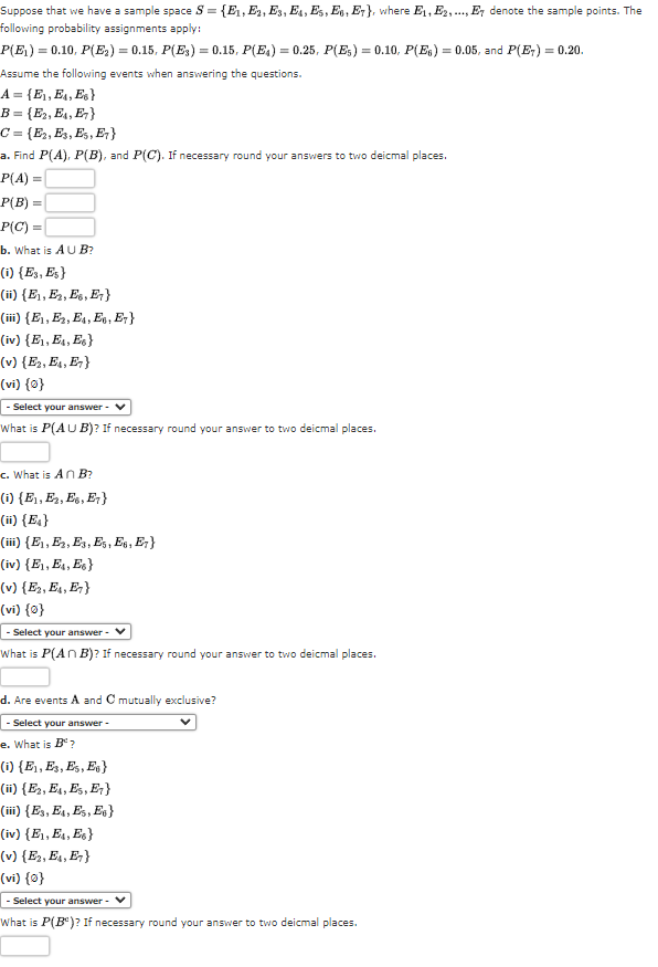 Solved Suppose that we have a sample space | Chegg.com