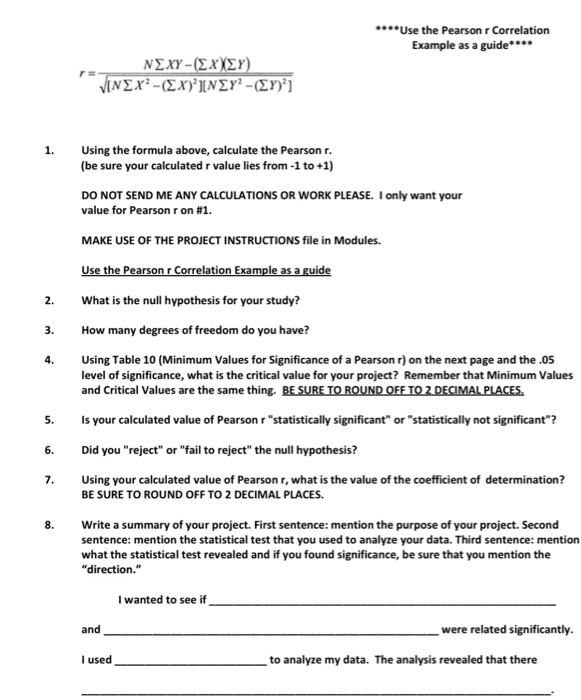 Solved ...Use the Pearson r Correlation Example as a | Chegg.com