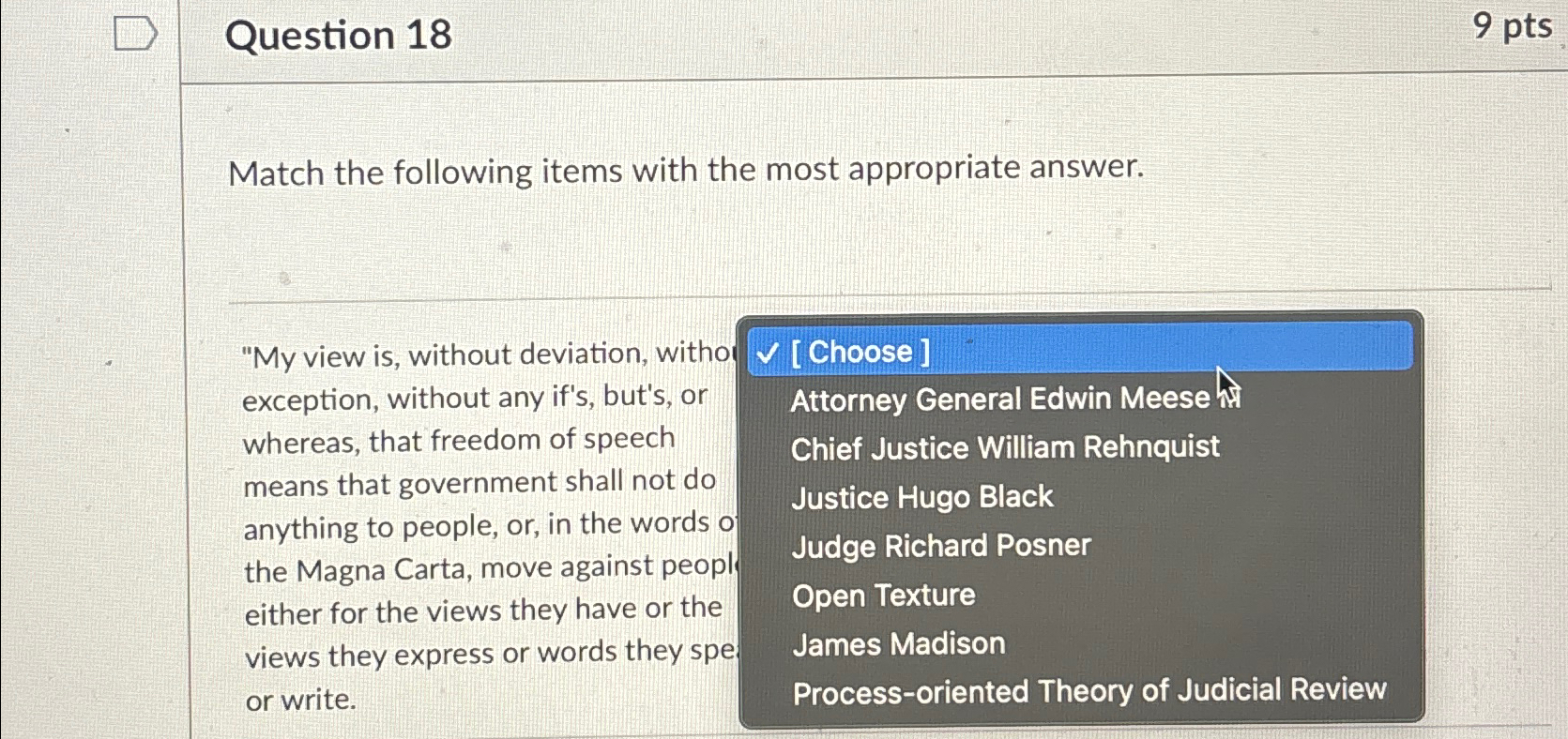 Solved Question 189ptsMatch the following items with the | Chegg.com