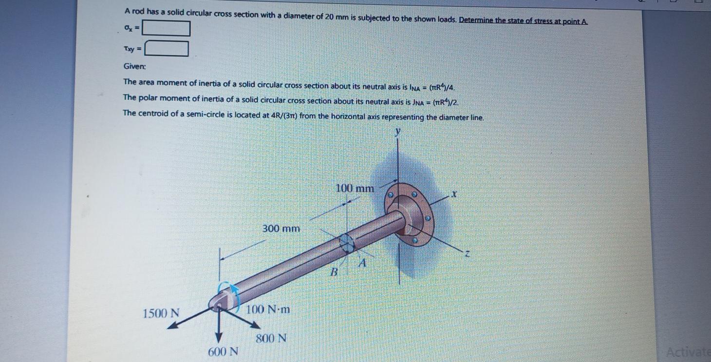 Solved A rod has a solid circular cross section with a | Chegg.com