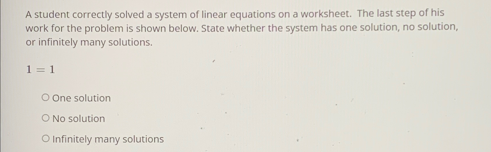 Solved A student correctly solved a system of linear | Chegg.com