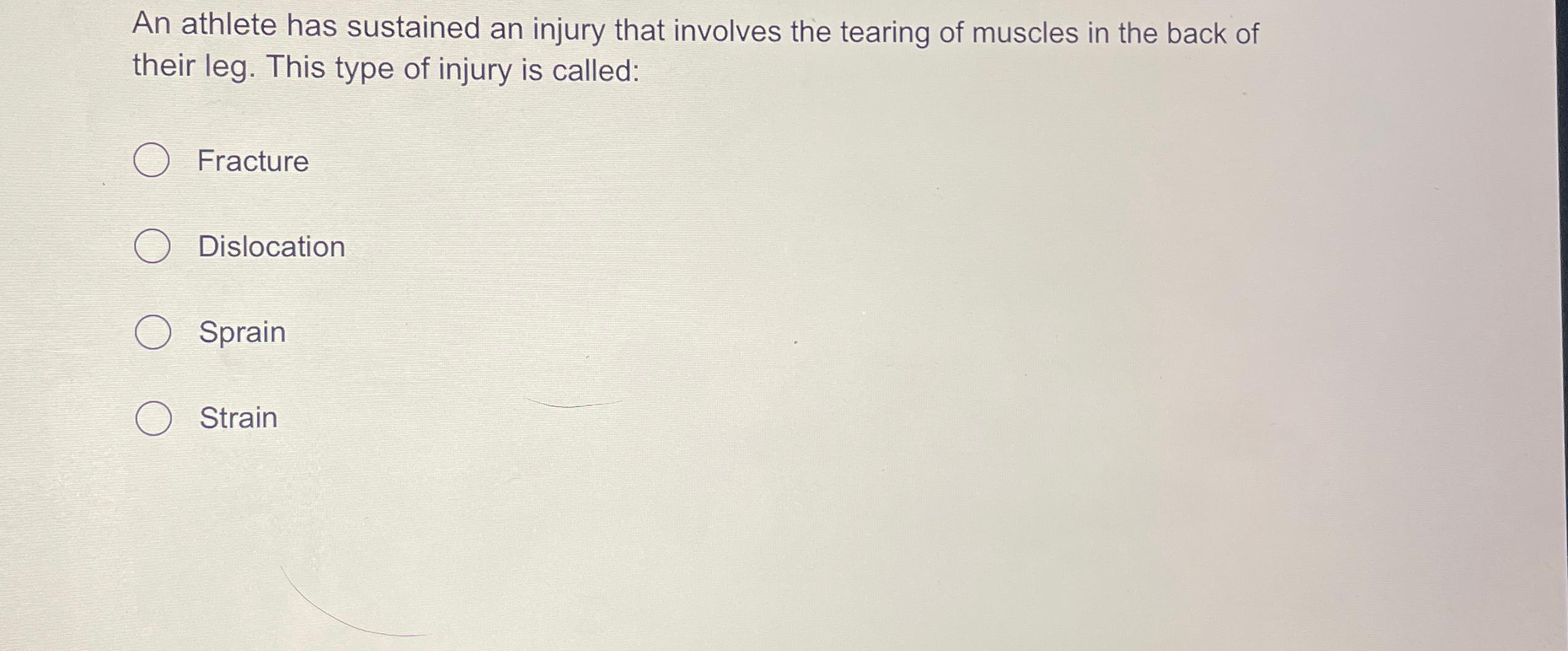 Solved An athlete has sustained an injury that involves the | Chegg.com