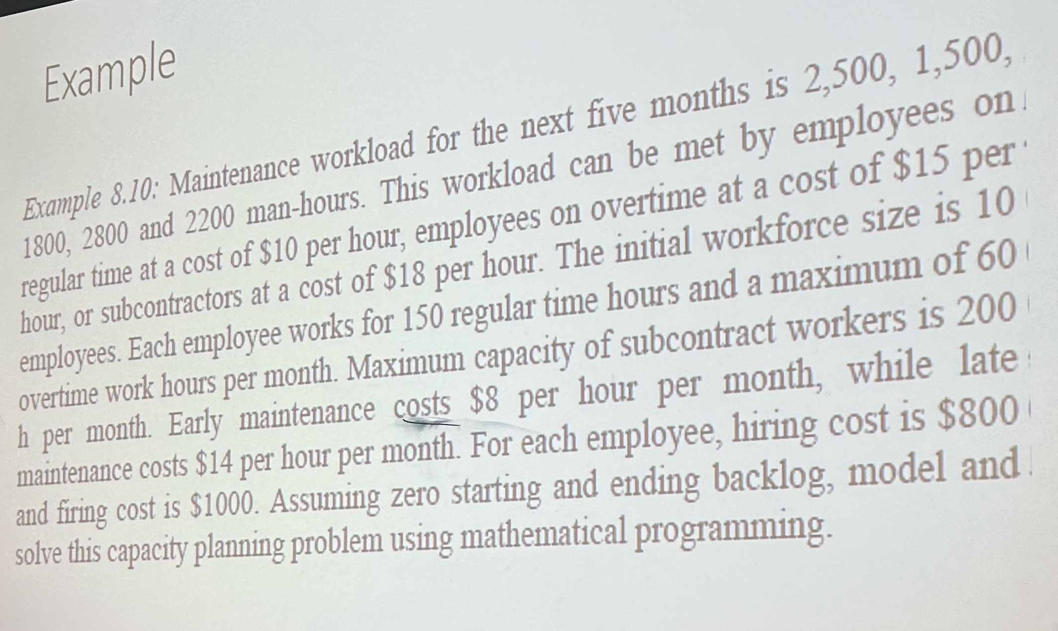 Solved ExampleExample 8.10: Maintenance workload for the | Chegg.com
