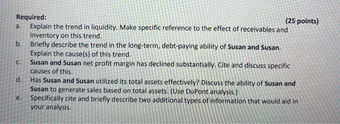 Solved 3. The Susan and Susan, a retail clothier, has had | Chegg.com