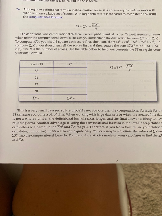 Solved .75 and the SS15 8.75. 26. Although the definitional | Chegg.com