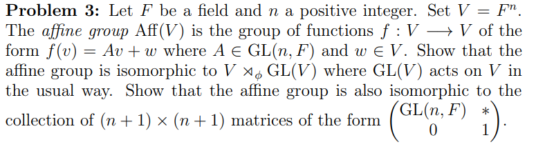 Solved Let F be ﻿a field and n ﻿a positive integer. Set | Chegg.com