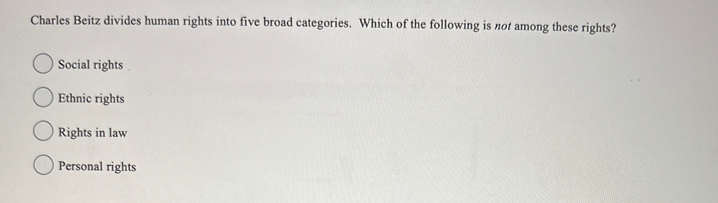 Solved Charles Beitz divides human rights into five broad | Chegg.com