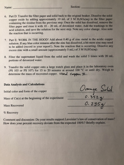 Solved Experiment #6: Synthesis of Copper(II) Compounds The | Chegg.com