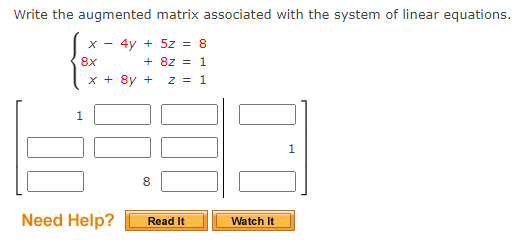 Solved Write the augmented matrix associated with the system | Chegg.com