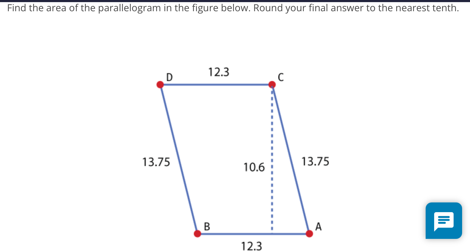 Solved Find the area of the parallelogram in the figure | Chegg.com