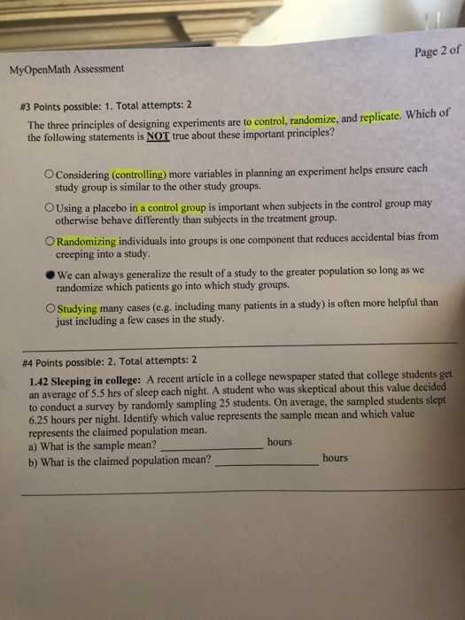 Solved Page 2 of MyOpenMath Assessment #3 Points possible: | Chegg.com