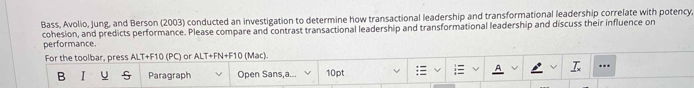 Solved Bass, Avolio, Jung, and Berson (2003) ﻿conducted an | Chegg.com