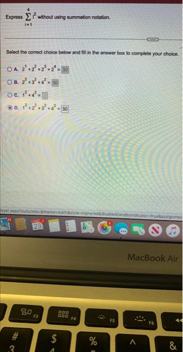 Solved Express ∑i=14i2 without using summation notation. | Chegg.com