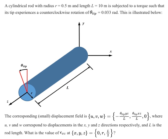 Solved A cylindrical rod with radius r=0.5 m and length L = | Chegg.com