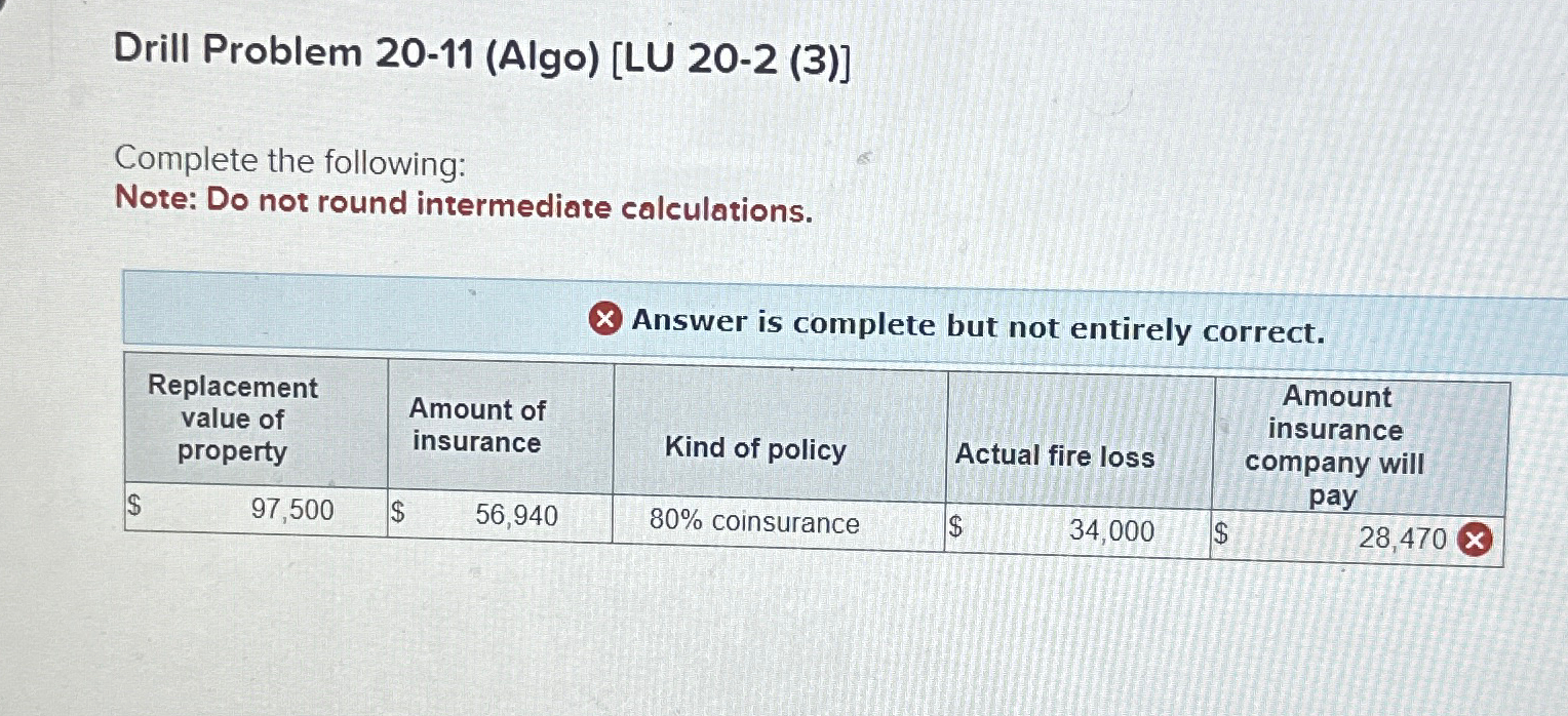 Solved Drill Problem 20-11 (Algo) [LU 20-2 (3)]Complete the | Chegg.com