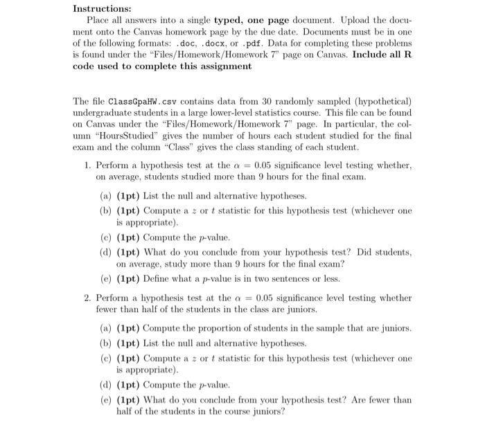 Instructions: Place all answers into a single typed, | Chegg.com